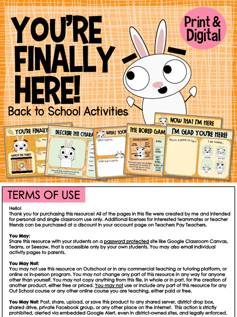 1 Youre Finally Here Back To School Book Activities | PDF | Lamination