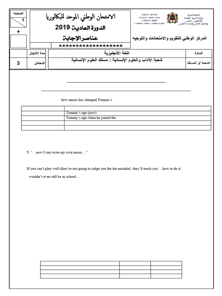 Bac Anglais Reponce 2019 | PDF | Word | Language Mechanics