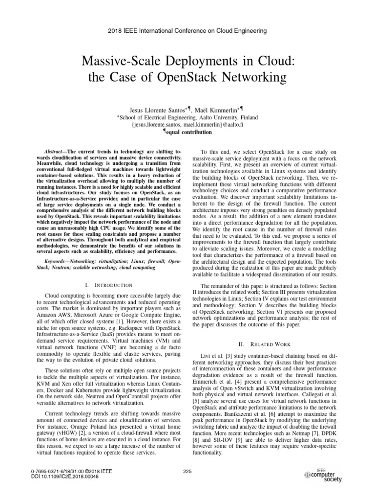 Massive-Scale Deployments in Cloud The Case of OpenStack Networking ...