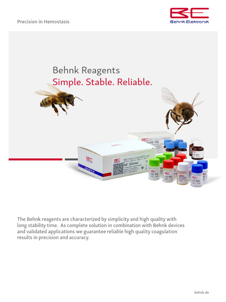 BE Coagulation Reagents Catalogue | PDF | Coagulation | Body Fluids