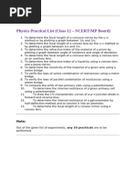 Class XII List of Physics Practical | PDF