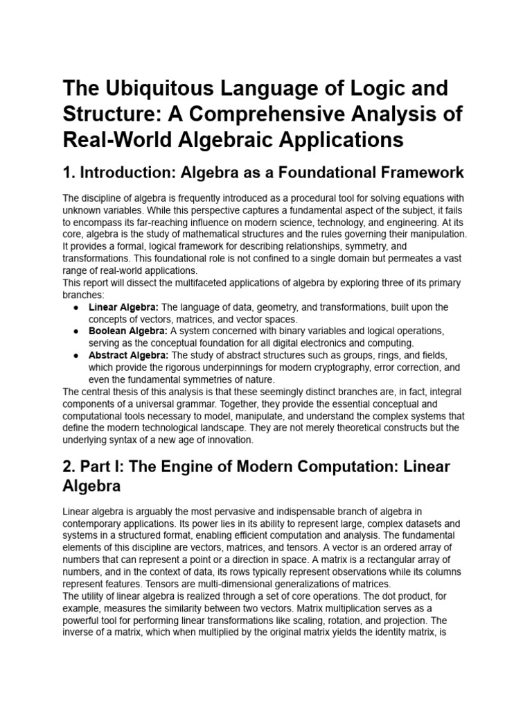 Real-World Applications of Algebra | PDF | Matrix (Mathematics ...