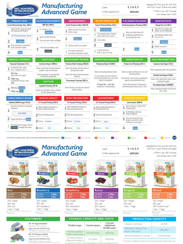 ERP Simulation: Sales and Production Guide | PDF | Investing | Grocery ...