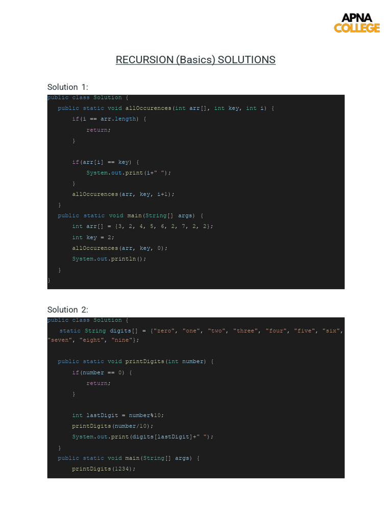 Java Recursion Examples and Solutions | PDF | Systems Engineering ...