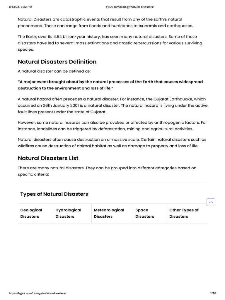 Biology Natural-Disasters | PDF | Natural Disasters | Hazards