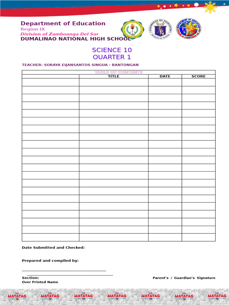 Portfolio Table of Contents | PDF