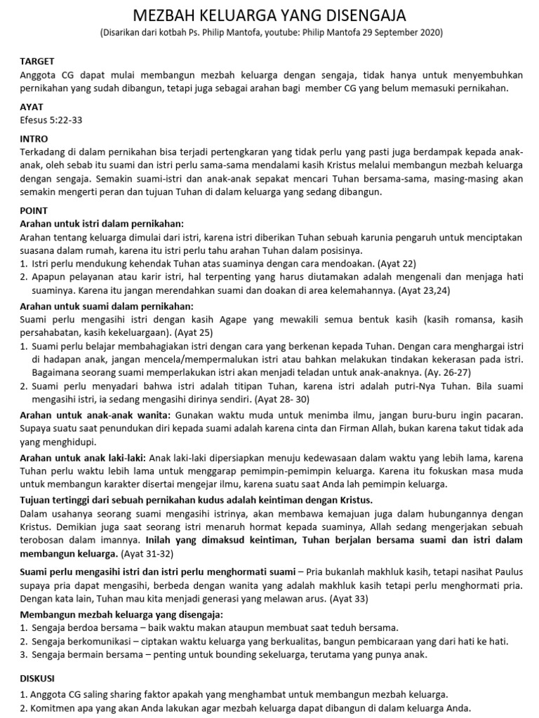CGSM - Mezbah Keluarga Yang Disengaja | PDF