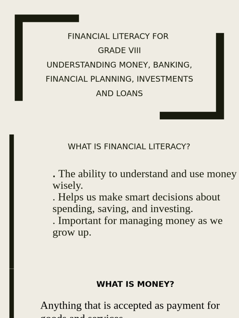 Financial Literacy for Grade 8 | PDF | Money | Banks