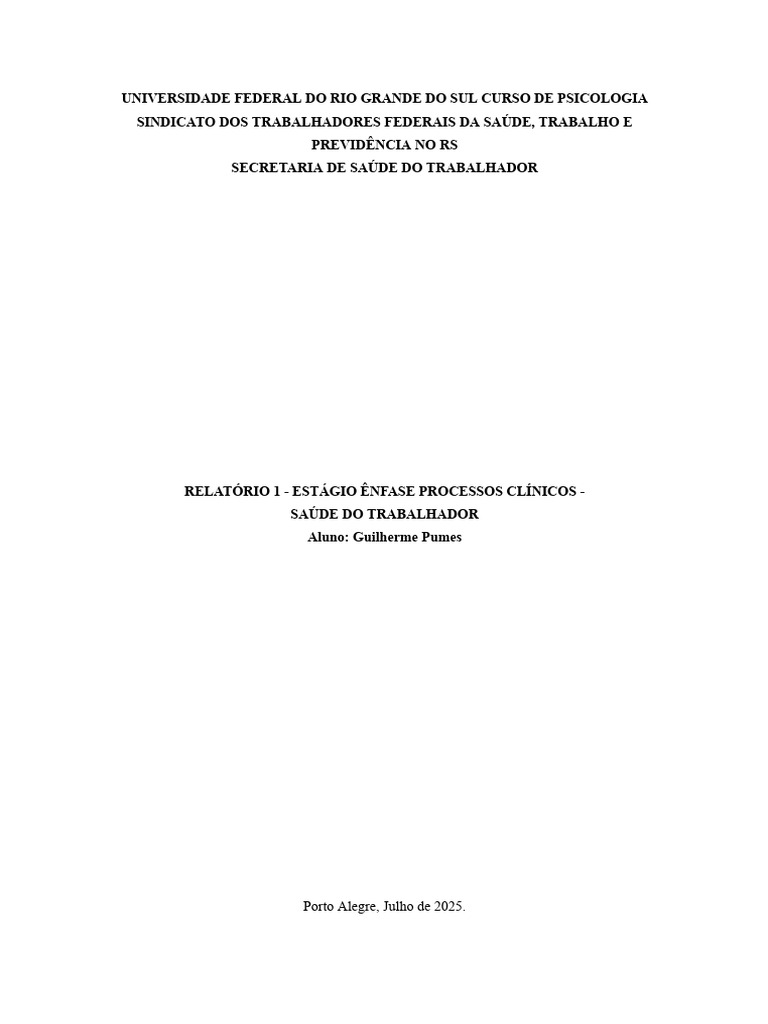Relatório Processos Clínicos 2025 - 1 | PDF | Sociologia | Sindicato