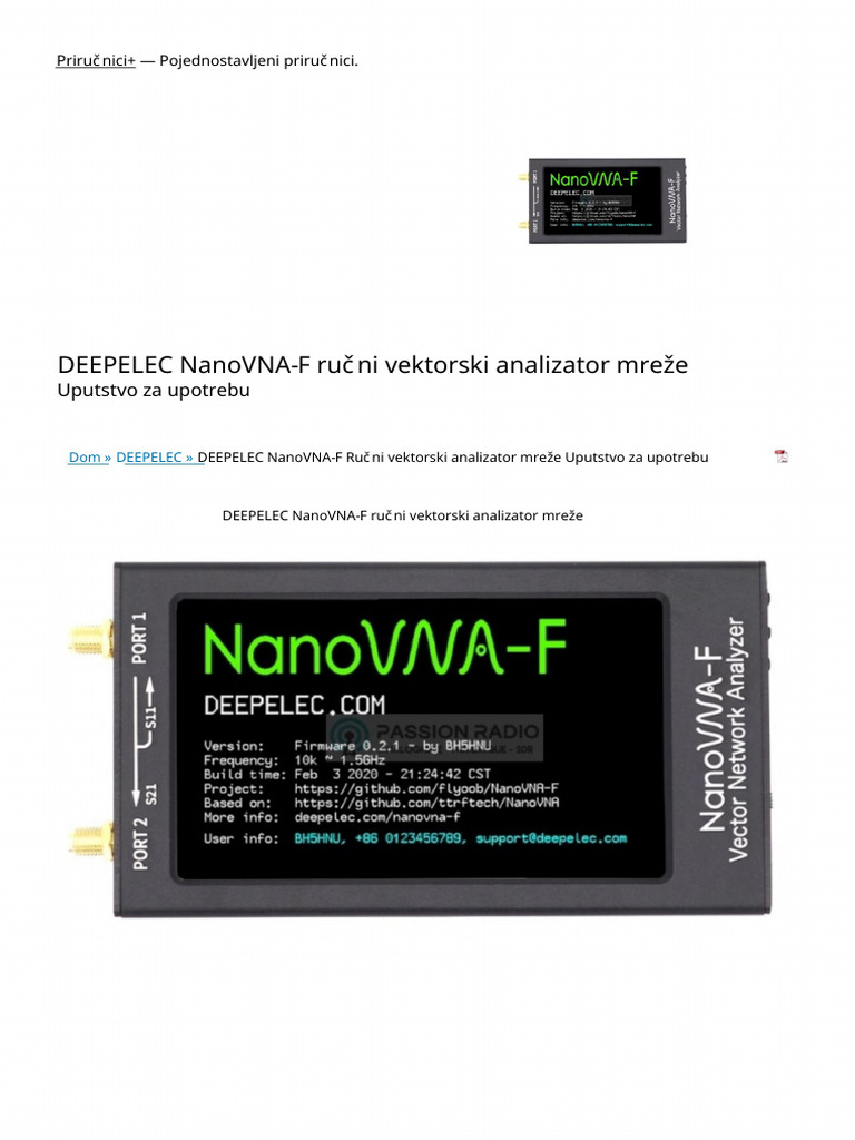 Nanovna F Handheld Vector Network Analyzer Manual 1 | PDF