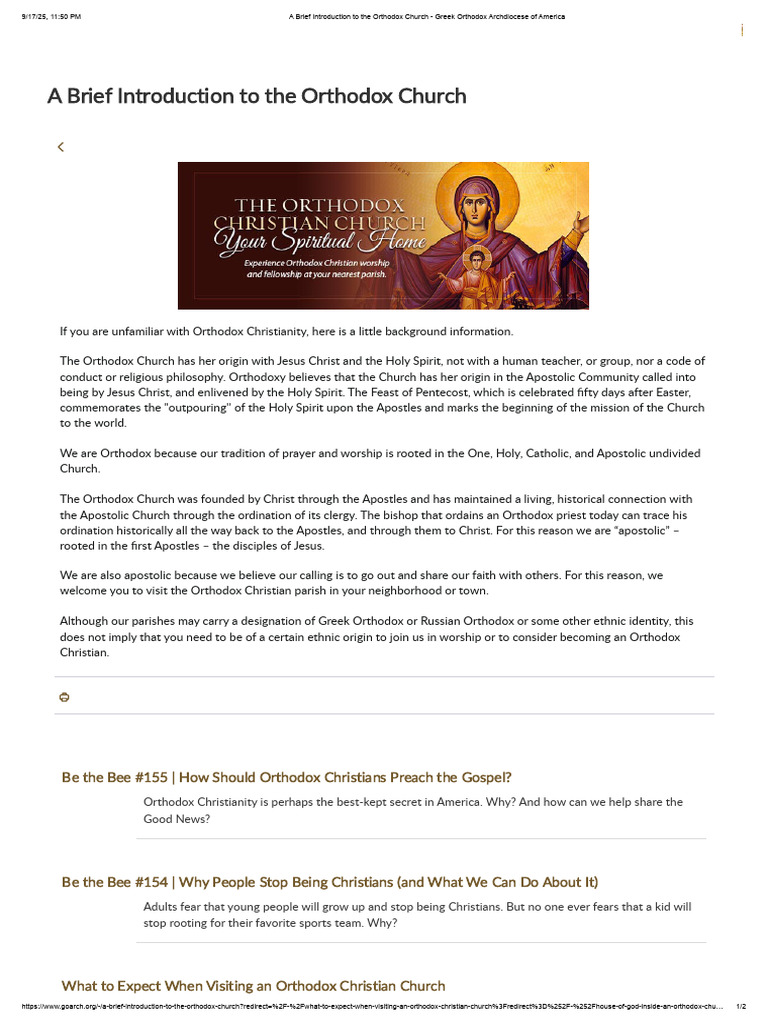 A Brief Introduction To The Orthodox Church - Greek Orthodox ...