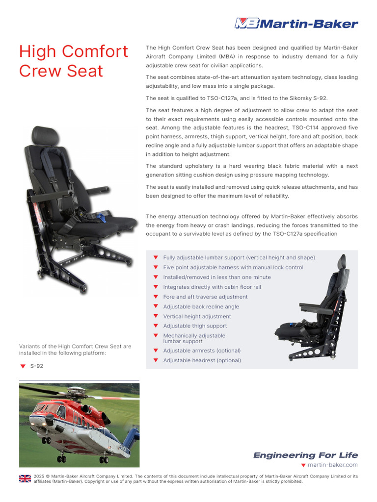 High Comfort Crew Seat Overview | PDF