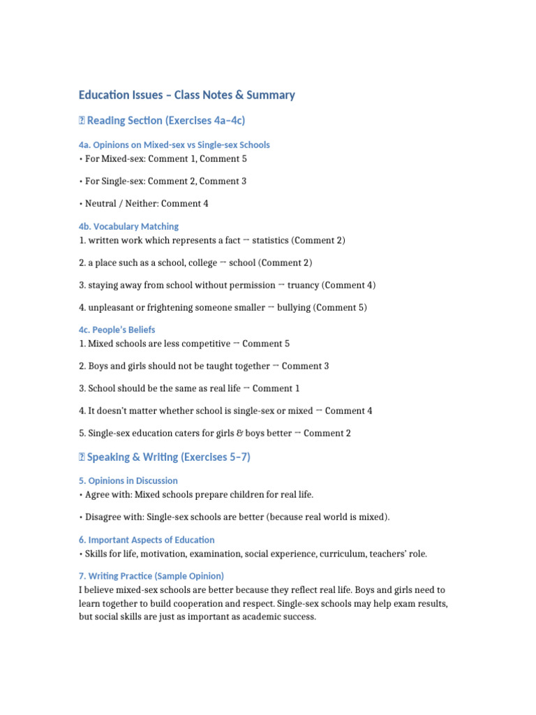 Single vs Mixed School Debate Insights | PDF