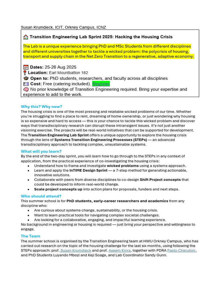 Invite To Systems Transition Engineering Processes (STEPs) Summer ...
