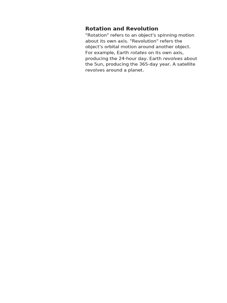 Earth’s Rotation and Revolution Explained | PDF