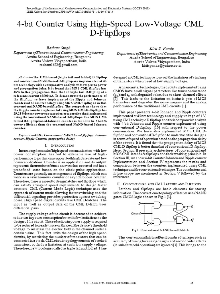 4-Bit CML Counter Design Analysis | PDF | Logic Gate | Mosfet