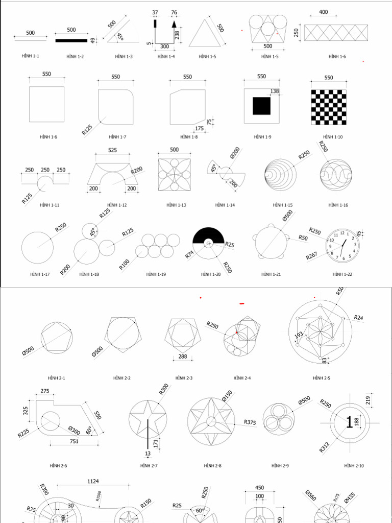 Bai Tap Luyen Ve Autocad 2d-BA | PDF