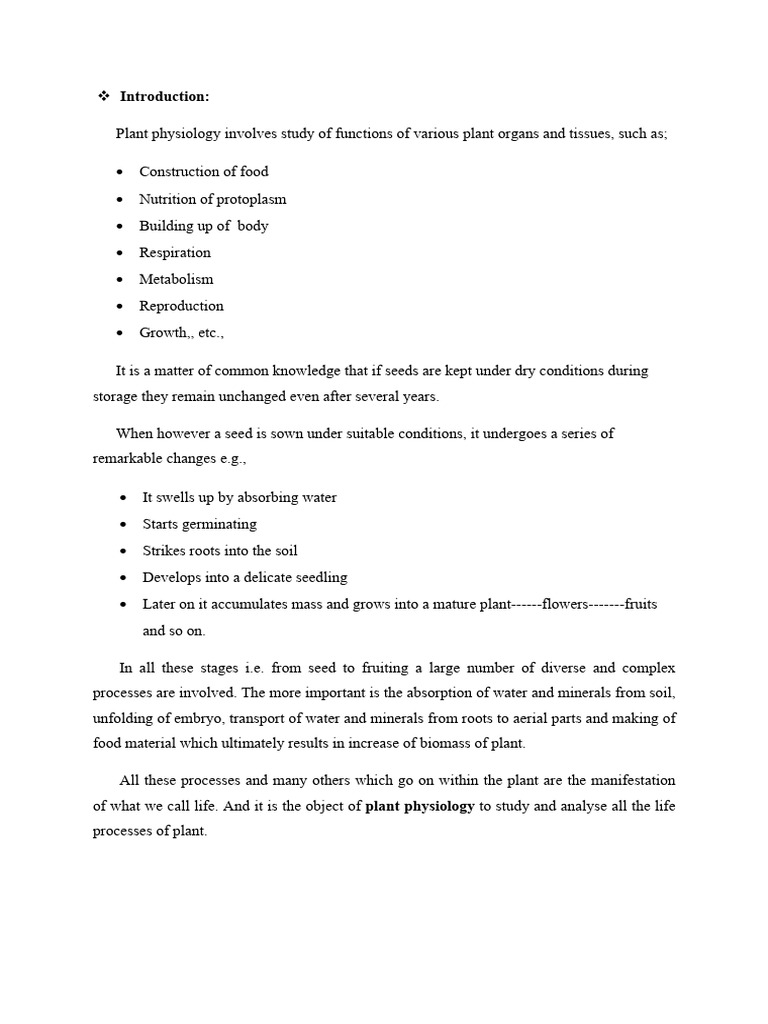 Plant Physiology and Photosynthesis Notes | PDF | Photosynthesis ...