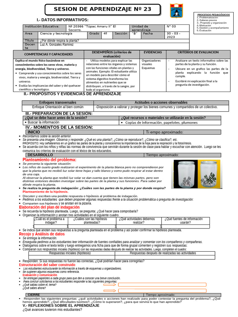 Sesion 23 - Ciencia y Tecnologia | PDF | Evaluación | Aprendizaje