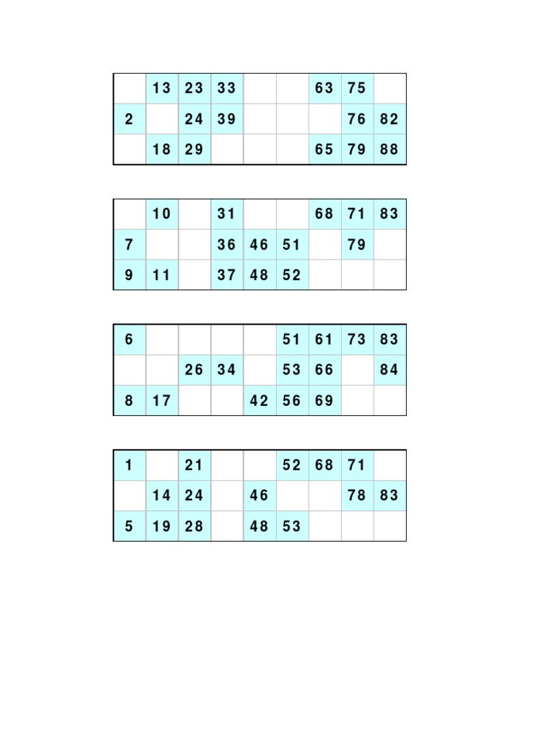 Housie Ticket 1 | PDF