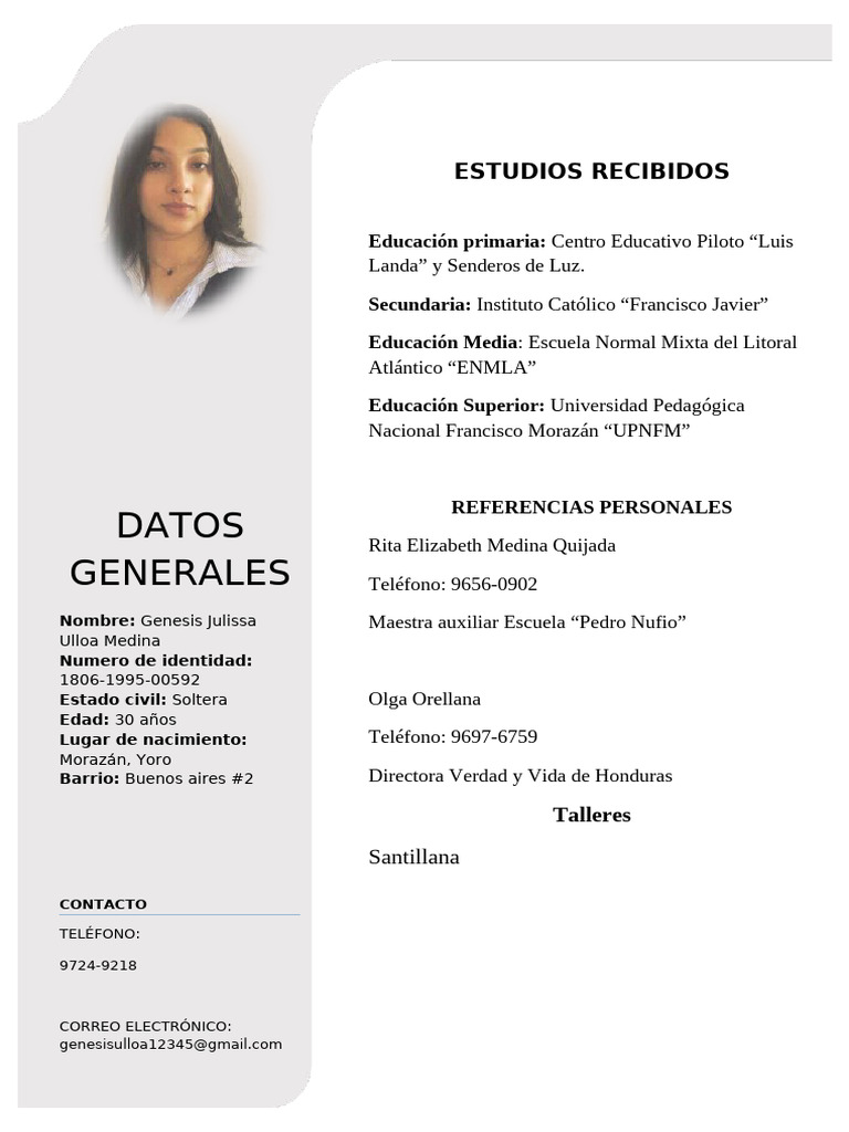 Curriculum Vitae Genesis Ulloa | PDF