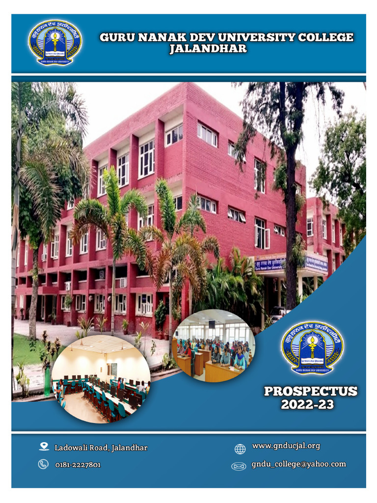 GNDU Jalandhar Admission Prospectus 2022-23 | PDF | Master Of Business ...