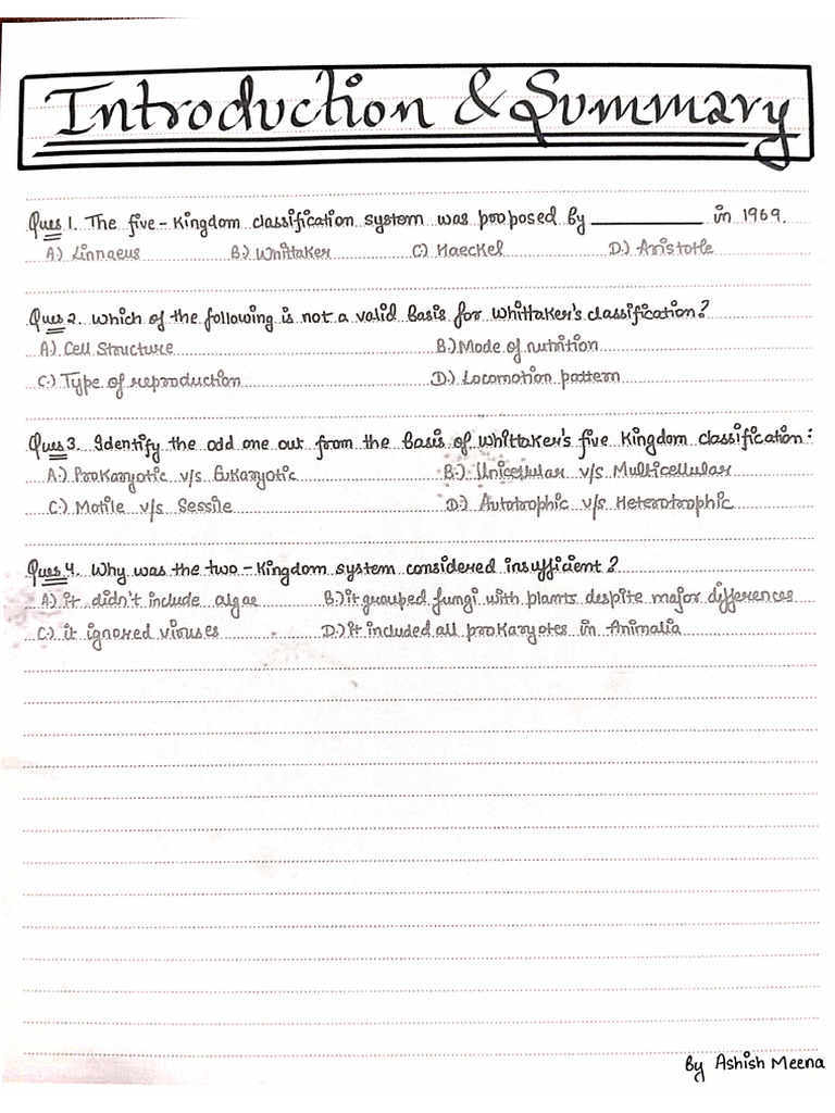 Biological Classification Practice Sheet by Ashish Sir | PDF