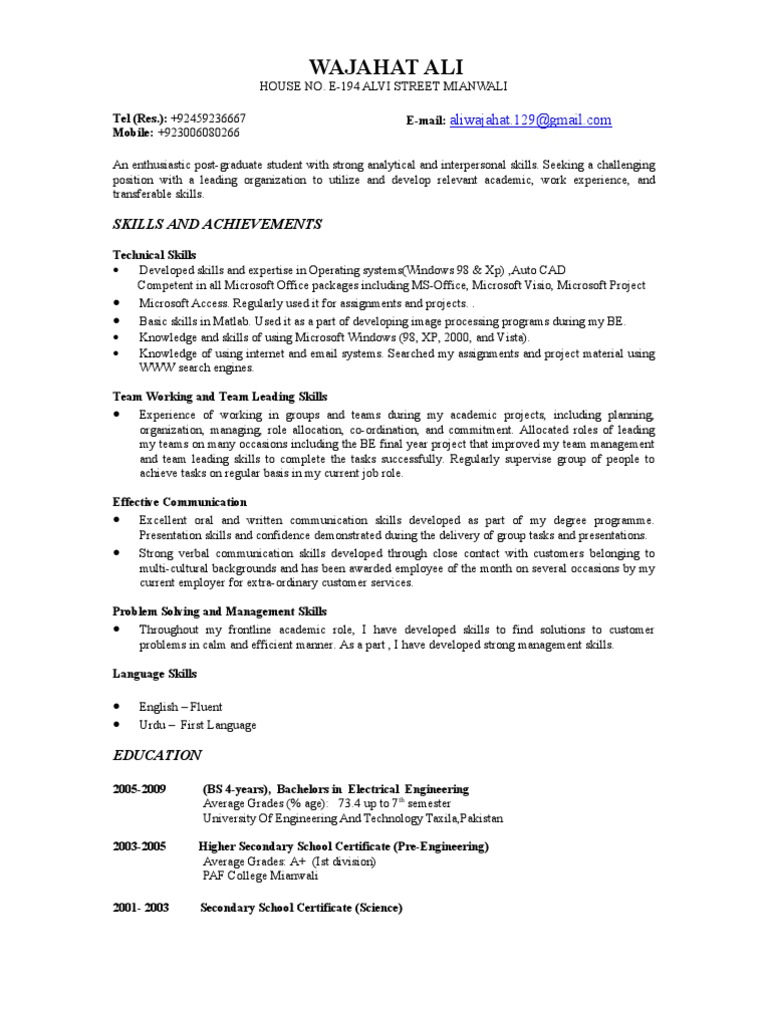 Ateeq CV | PDF | Electric Power System | Engineering