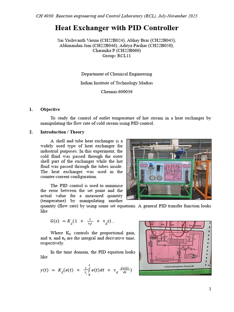 PID Control in Heat Exchanger Experiment | PDF | Pump | Mechanical ...