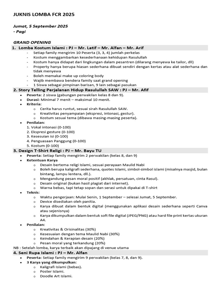 Juknis Lomba FCR 2025 | PDF