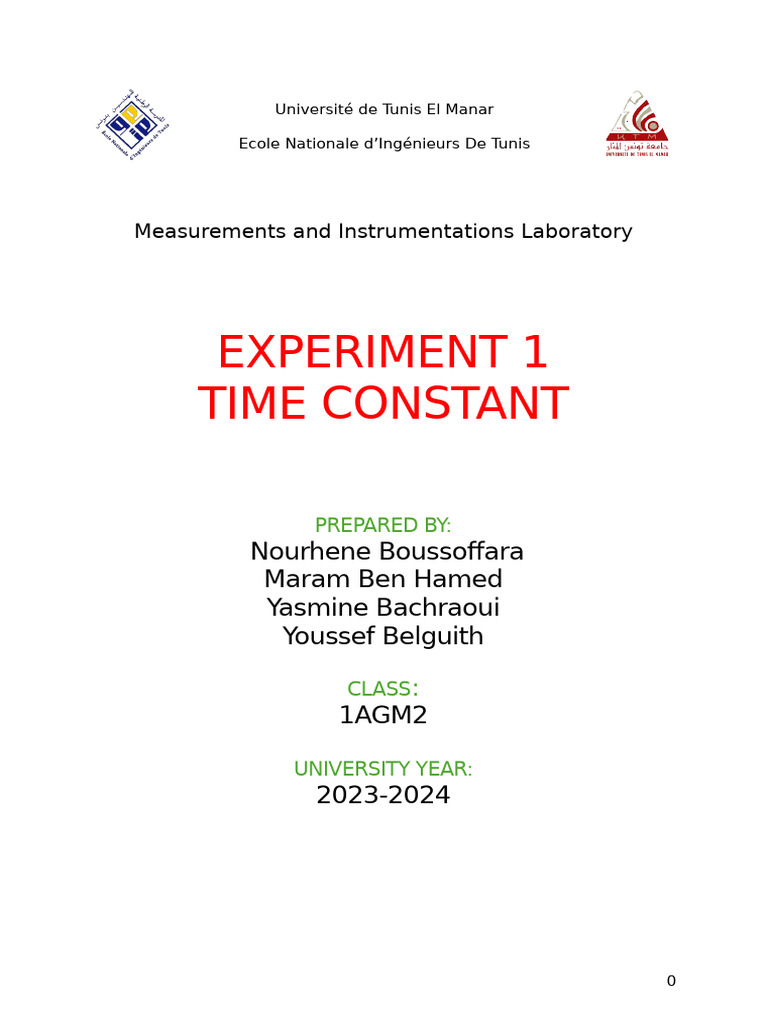 Time Constant Experiment in Thermometers and RC Circuits | PDF ...