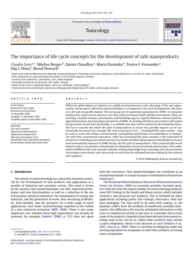 Life Cycle Safety of Engineered Nanomaterials | PDF | Life Cycle ...