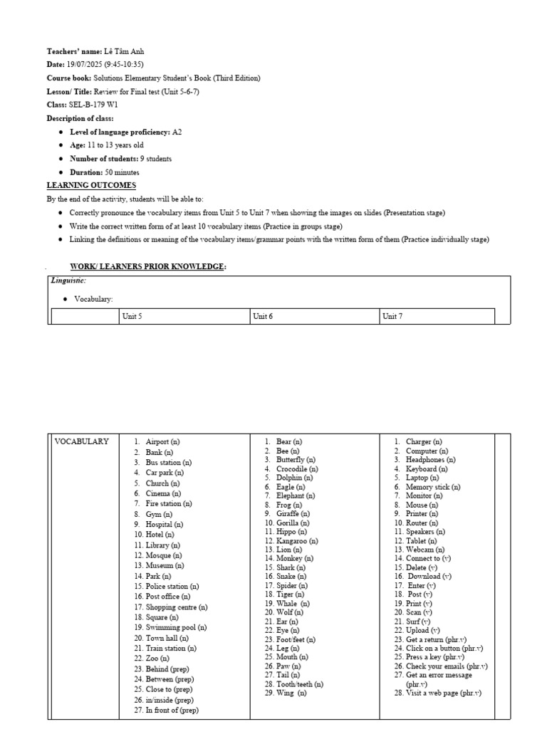 (Internship 2) Lesson Plan 1 | PDF | Adjective | Syntax