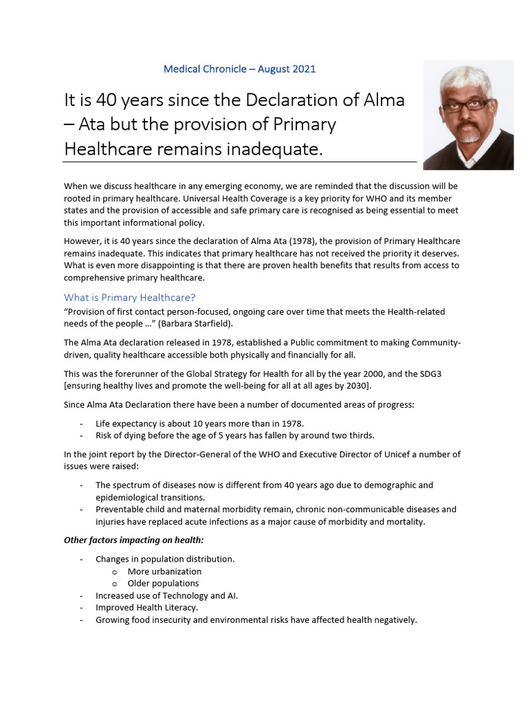 Alma Ata Declaration - August 2021 | PDF | Health Care | Primary Care
