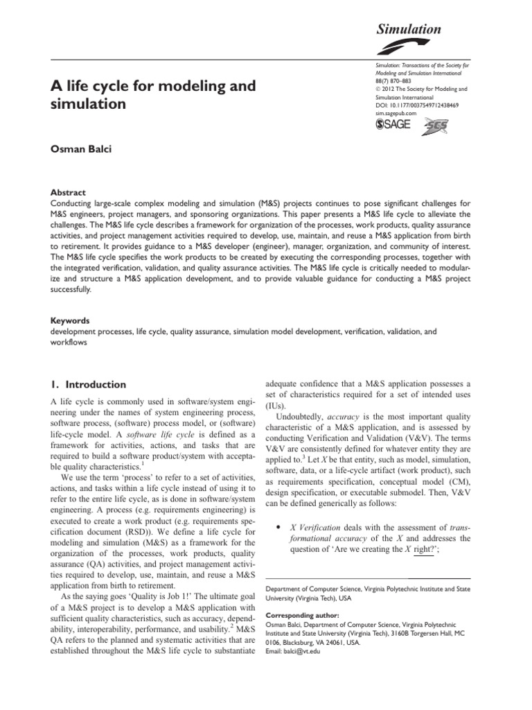 M&S Life Cycle Framework Explained | PDF | Simulation | Accuracy And ...