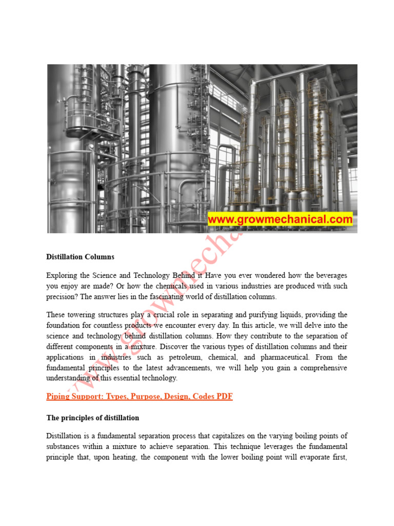 Types of Distillation Columns Explained | PDF | Distillation ...