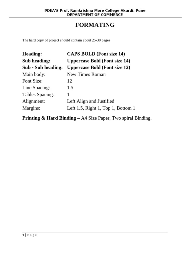 Format of Field Project Report | PDF | Thesis