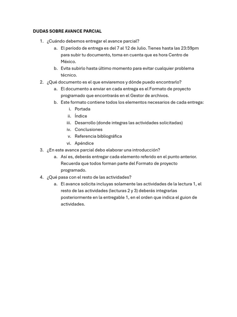 Dudas Sobre Avance Parcial 1 | PDF