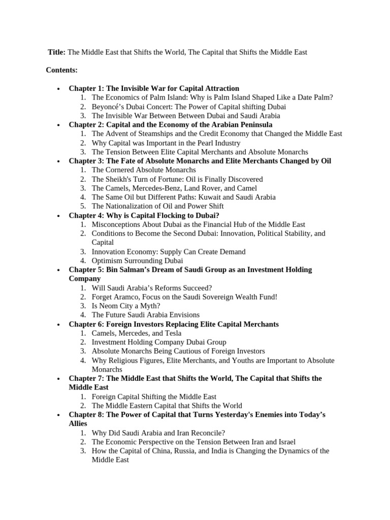 Capital Dynamics Shaping the Middle East | PDF | Dubai | Natural Gas