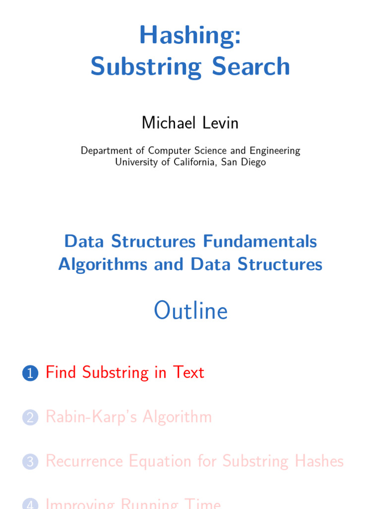 04 3 Hashing Search Substring | PDF | Theoretical Computer Science | Algorithms And Data Structures