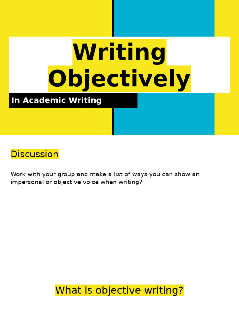 Objective Writing in Academia | PDF | Syntactic Relationships ...