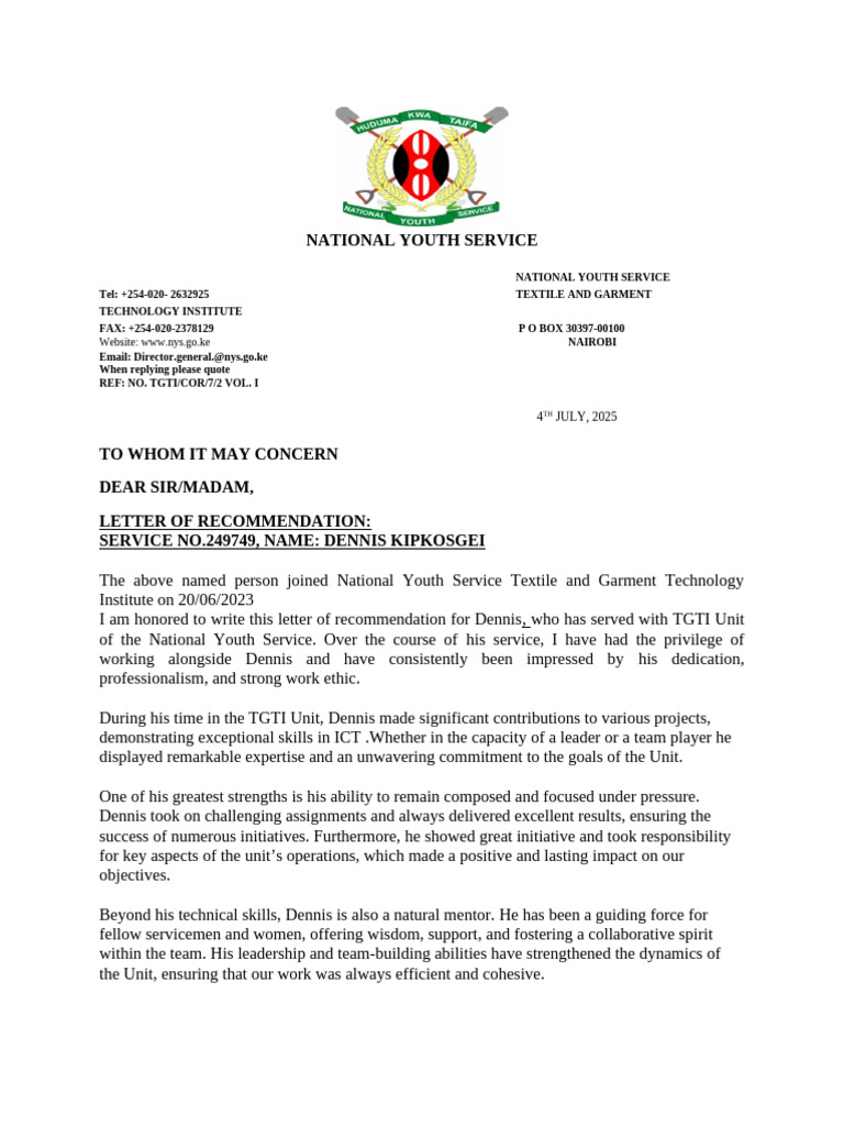 Dennis Recommendation Letter | PDF | Social Psychology