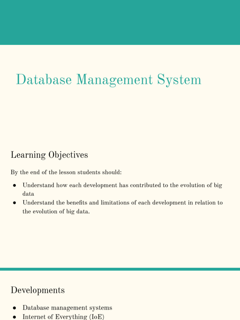Lesson 3 - Database Management System | PDF | Databases | Internet Of ...