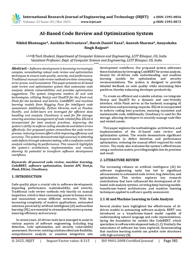 AI Code Review and Optimization System | PDF | Artificial Intelligence ...
