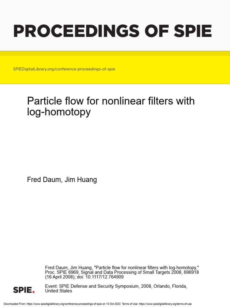 Nonlinear Particle Flow Filter Method | PDF | Kalman Filter | Function ...