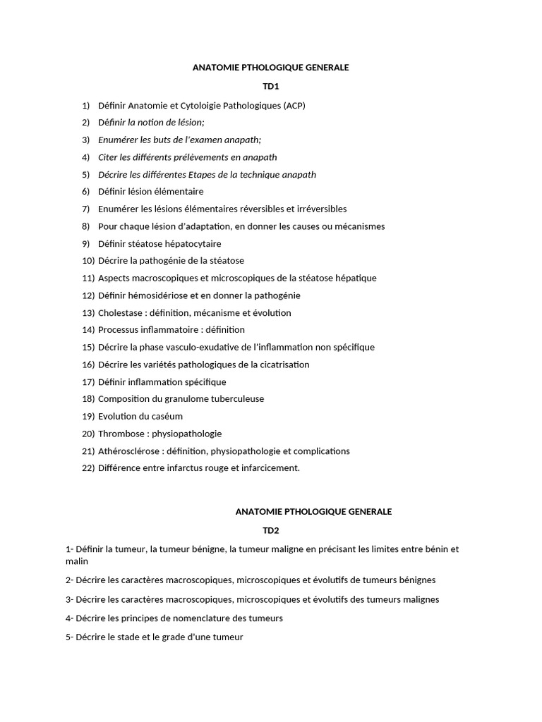 Anatomie Pathologique : Concepts et Lésions | PDF | Inflammation ...