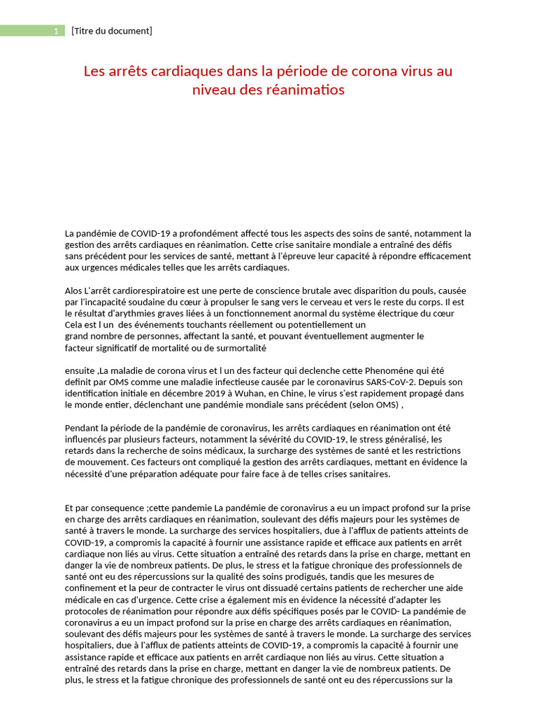 Impact du COVID-19 sur les arrêts cardiaques | PDF | Arrêt cardiaque ...