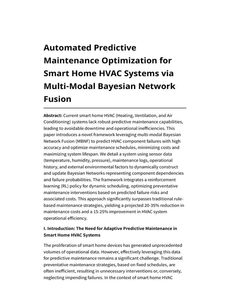 Automated Predictive Maintenance Optimization For Smart Home HVAC ...