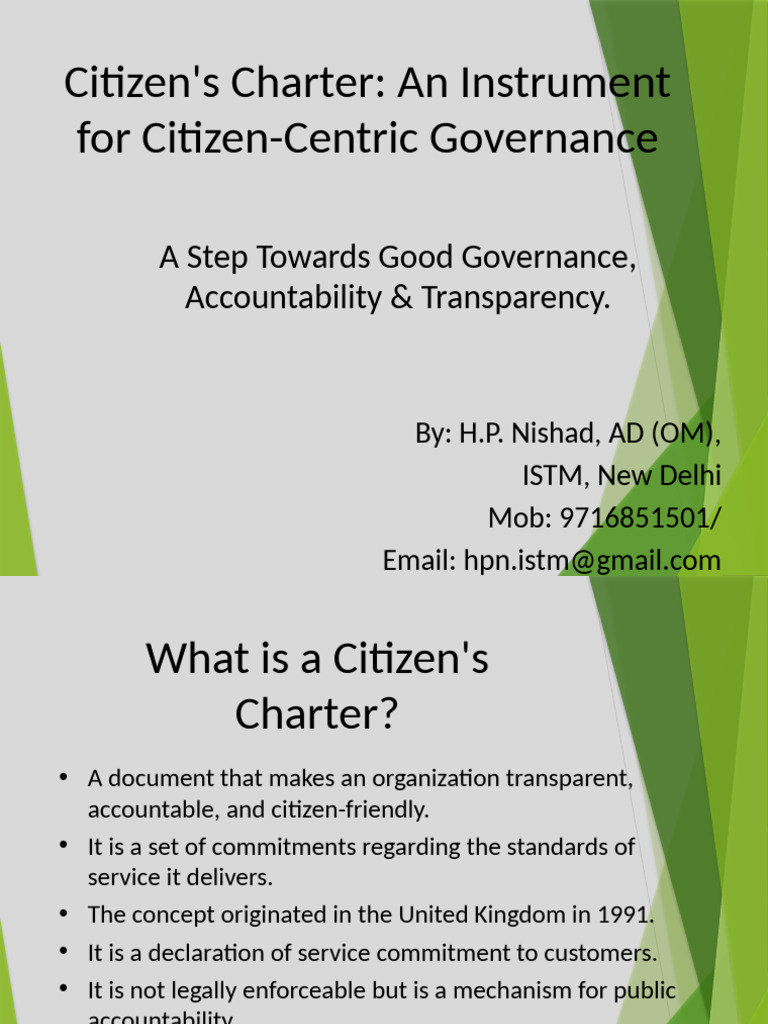 Citizen's Charter for Good Governance | PDF | Governance | Accountability