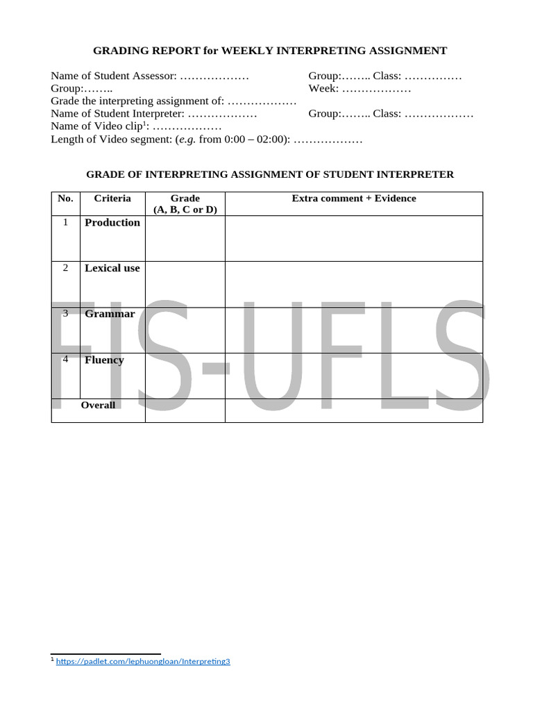 Grading Report For Weekly Interpreting 3 Assignment 1 | PDF | Speech ...
